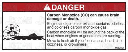 MR7001: Carbon monoxide warning with graphic, back of boat. Pack of 100 ...