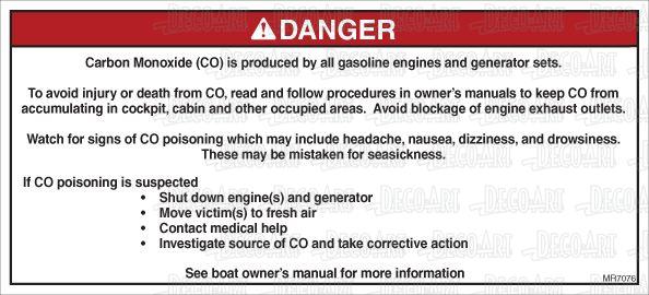 MR7076: Carbon monoxide warning. Read and follow procedures. Pack of ...