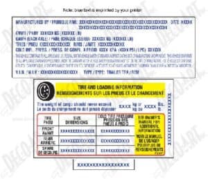 FD-337: Combo Federal Certification Label and Tire Placard for USA ...