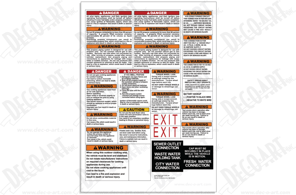 LD-101: Label sheet for travel trailers. RVIA required. Pack of 100 ...