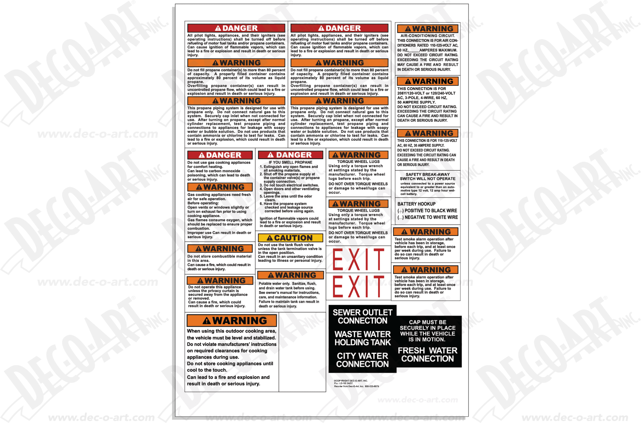 LD-101: Label sheet for travel trailers. RVIA required. Pack of 100 ...