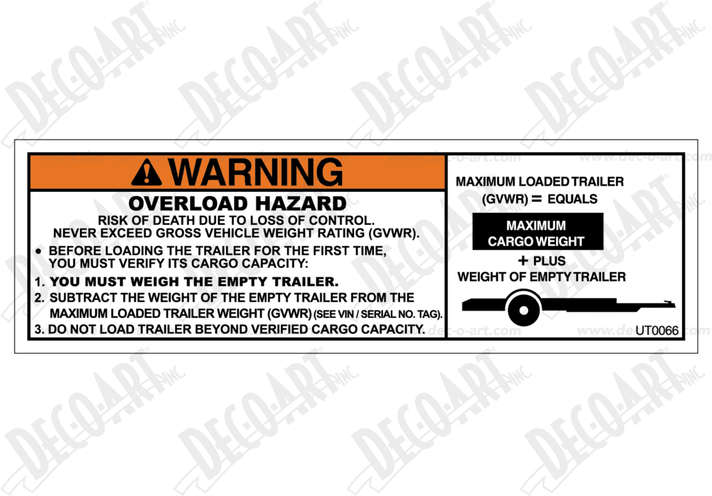 UT0066: Overload hazard with graphic. Pack of 100. - Dec-O-Art