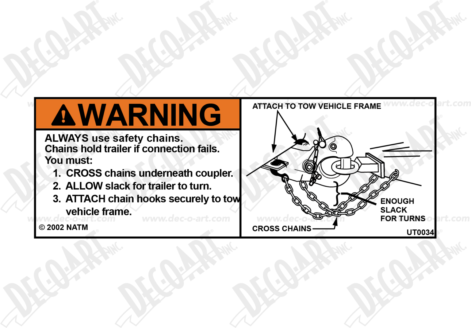 UT0034: Pintle and ring hitch safety chains. Pack of 100. - Dec-O-Art